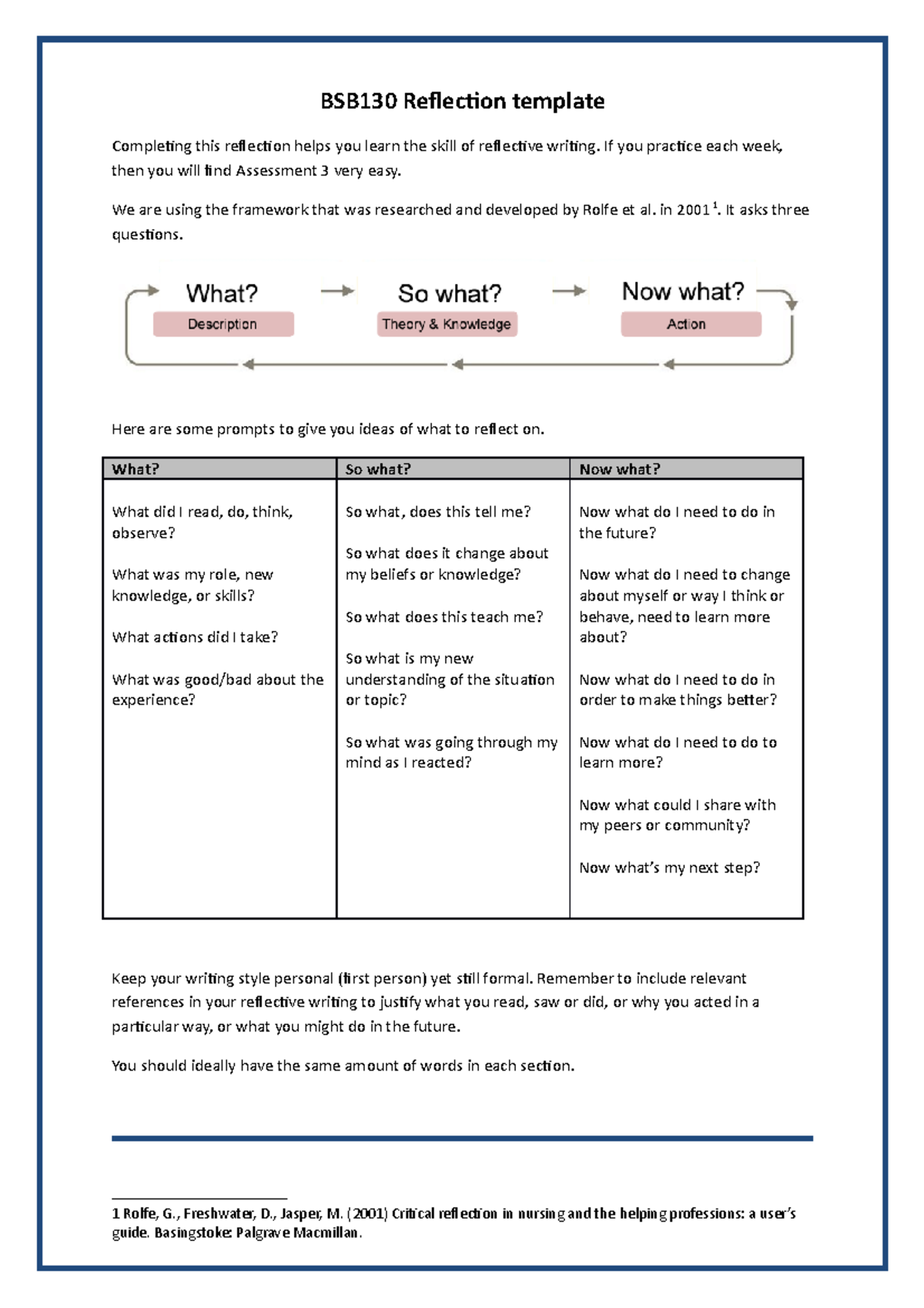 BSB130 Reflection Template-1 - BSB130 Reflection template Completing ...