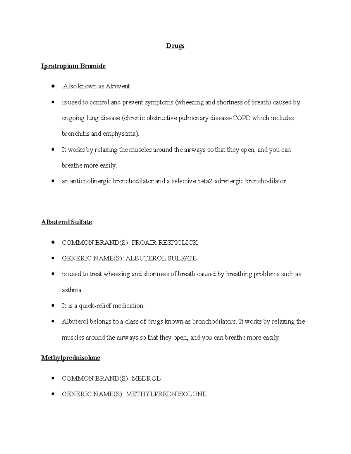 Drugs - ..... - Drugs Ipratropium Bromide Also known as Atrovent is ...