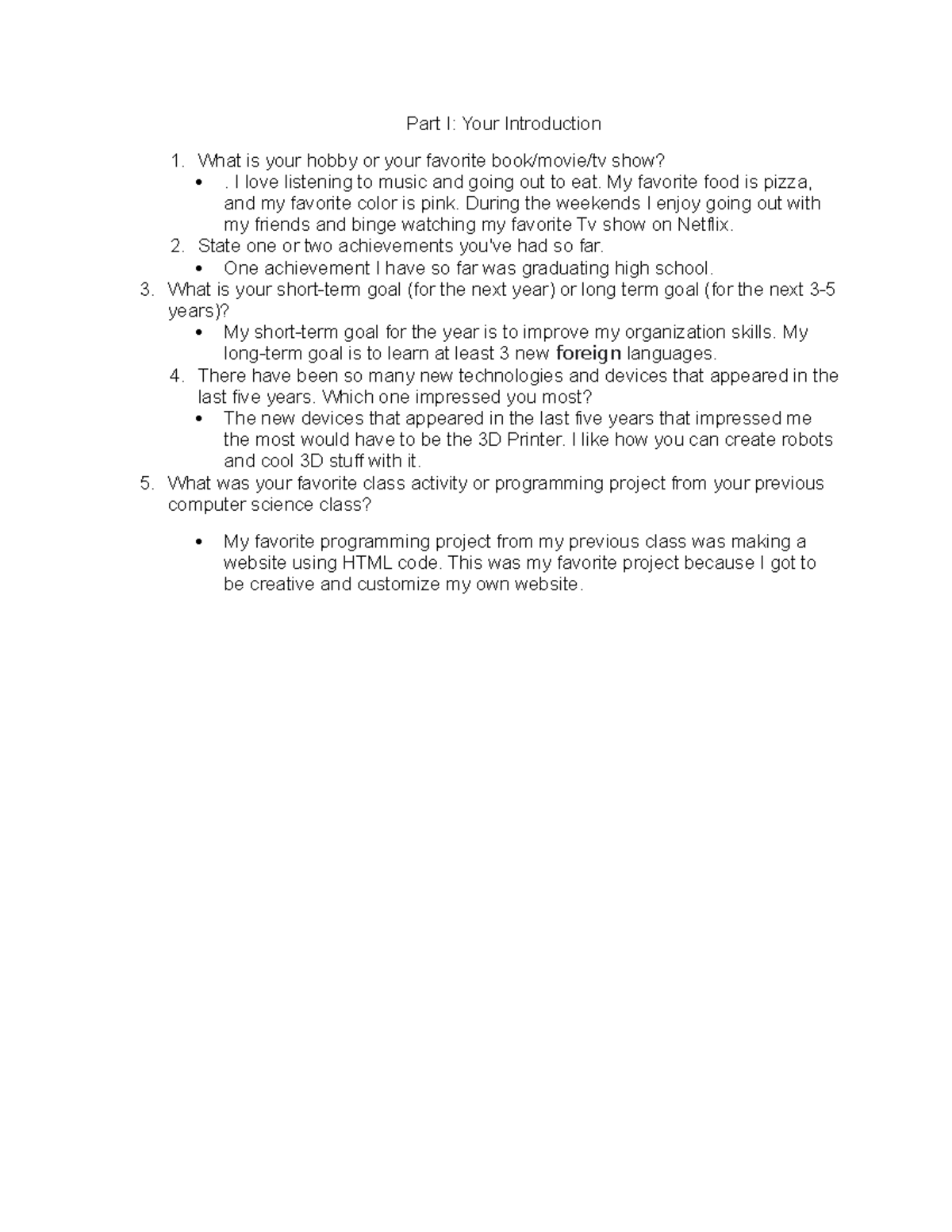 Introduction Sample For School Project