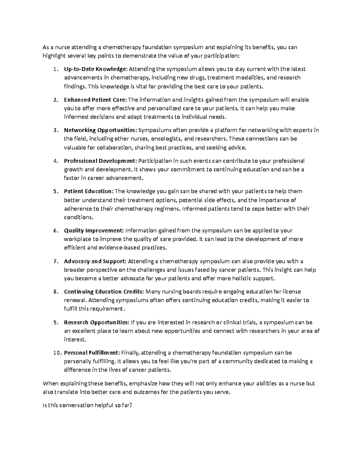 Chemotherapy - Up-to-Date Knowledge: Attending the symposium allows you ...