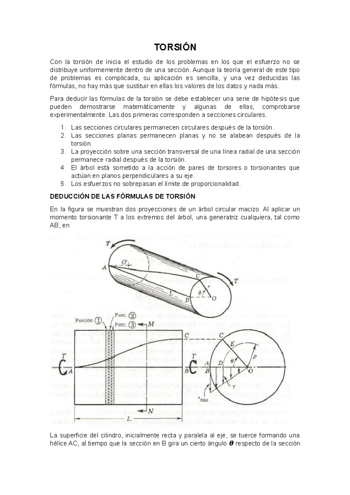 Torsión - EJERCICIOS - TORSIÓN Con la torsión de inicia el estudio de ...