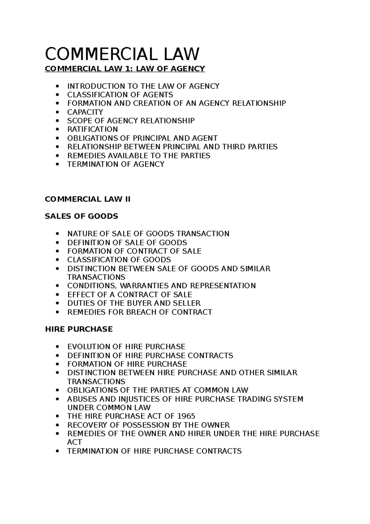 Commercial LAW - Use for reading and research purposes - COMMERCIAL LAW ...