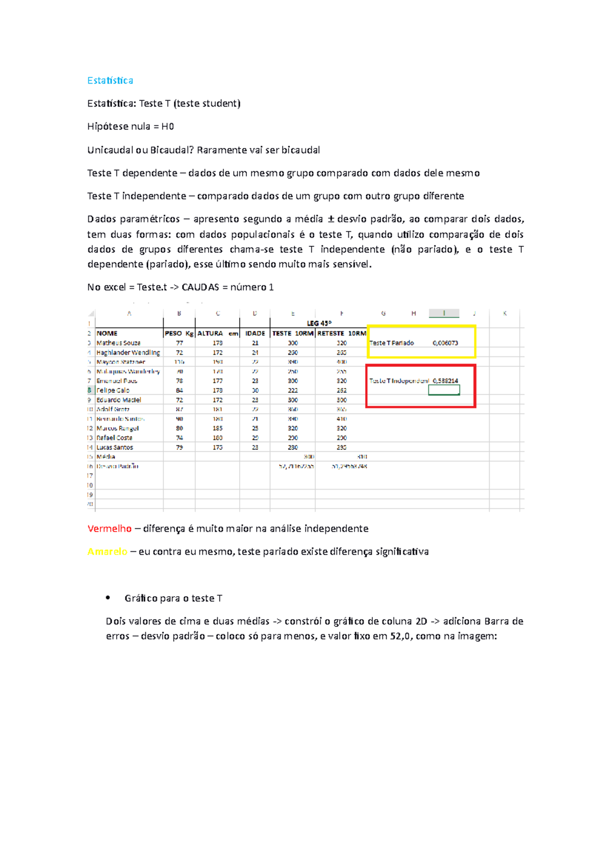 Teste T - Student - Estatística Estatística: Teste T (teste student ...