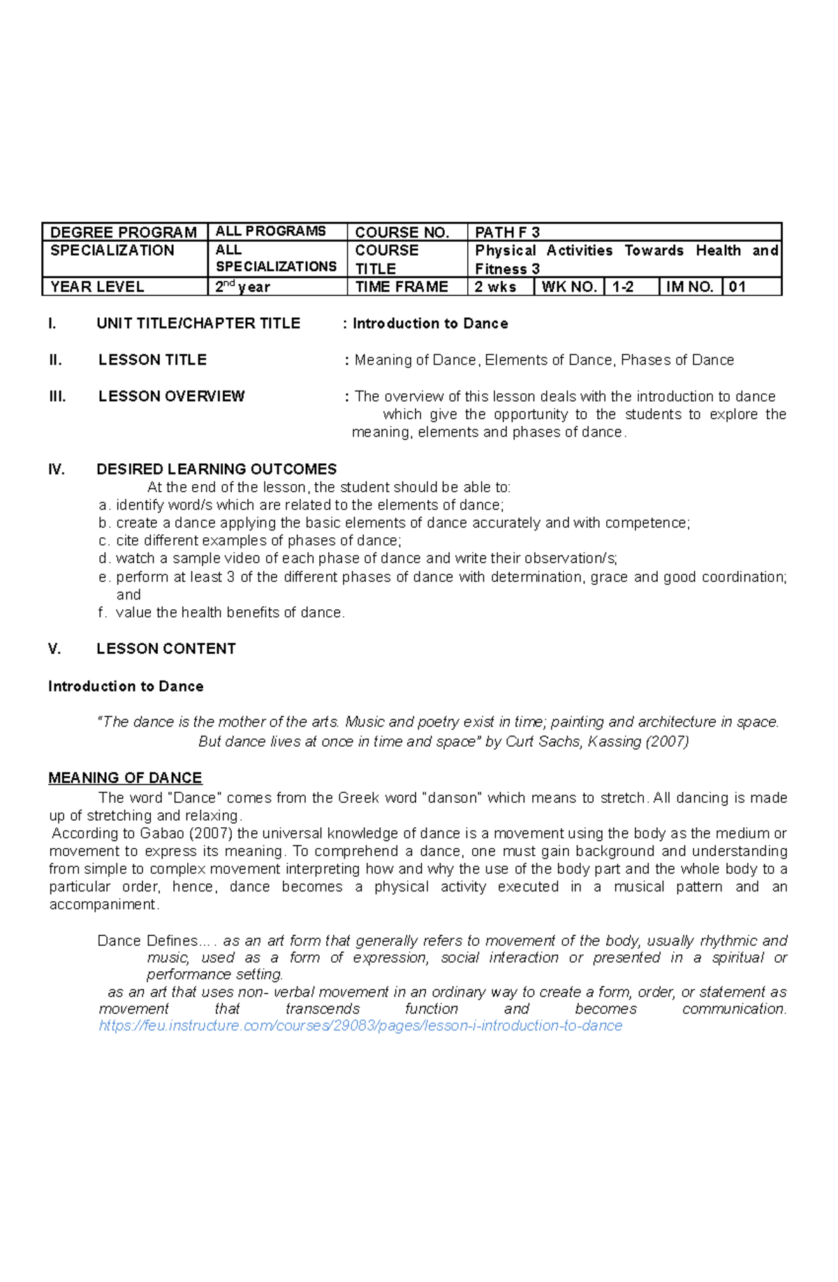 Pathf 3-Module-1 - PHYSICAL EDUCATION NOTES - DEGREE PROGRAM ALL ...