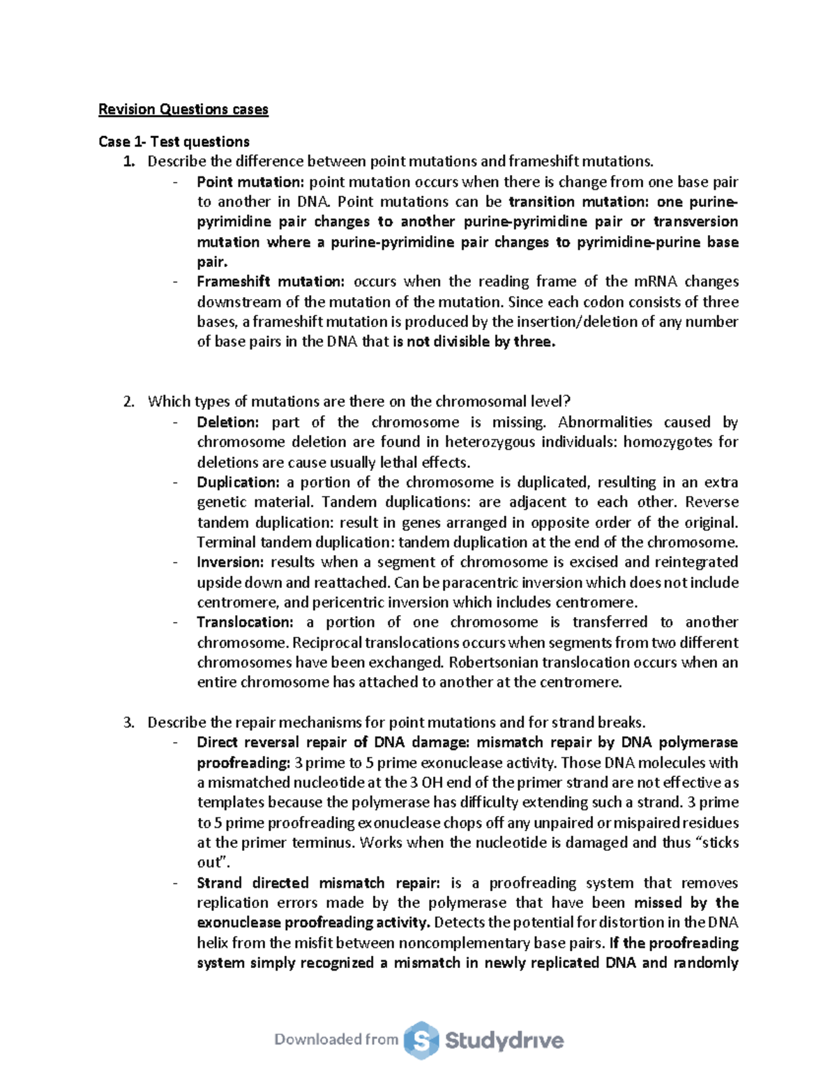 Revision Question Cases - Revision Questions cases Case 1- Test ...