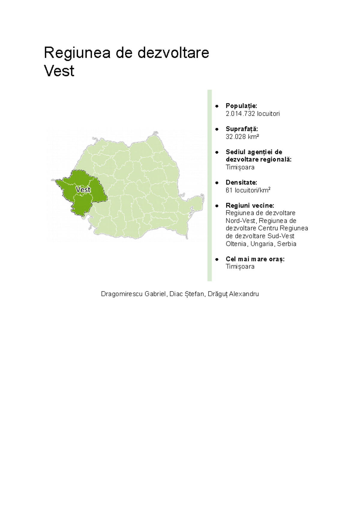 Regiunea vest - economie regionala - Economie regională Regional ...