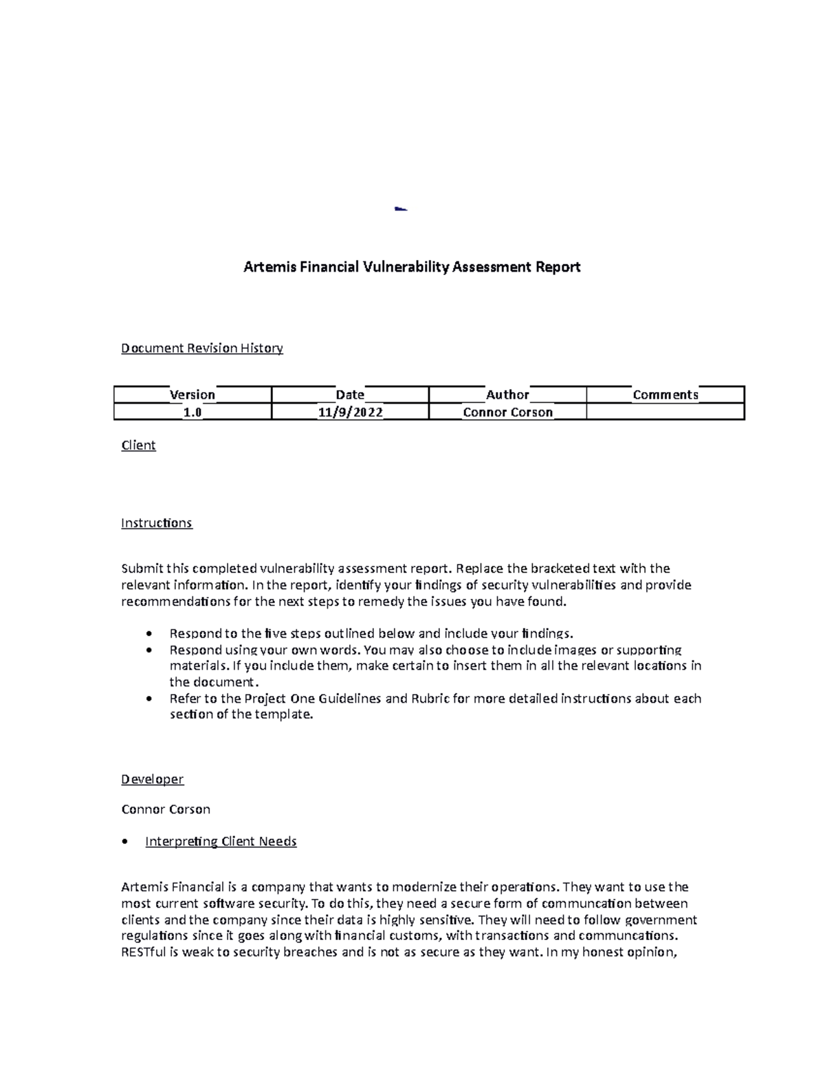 CS 305 Project One Template - Artemis Financial Vulnerability ...
