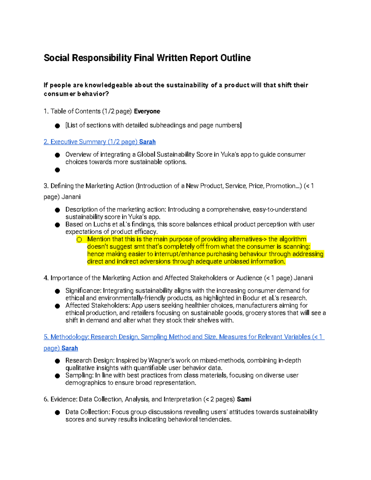 Outline Social Responsibility Final Report - Social Responsibility ...