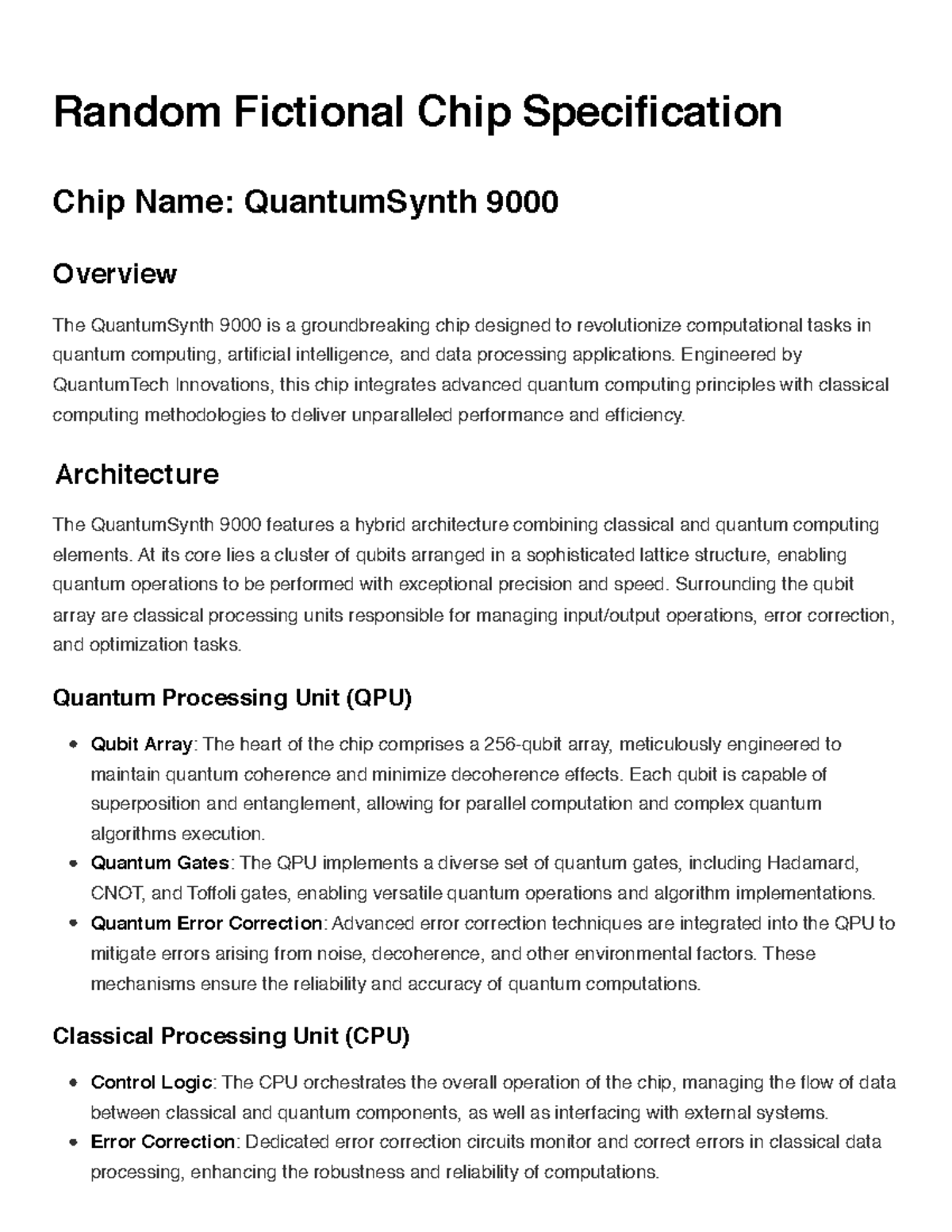Quantum Synth 9000 - Engineered by QuantumTech Innovations, this chip ...