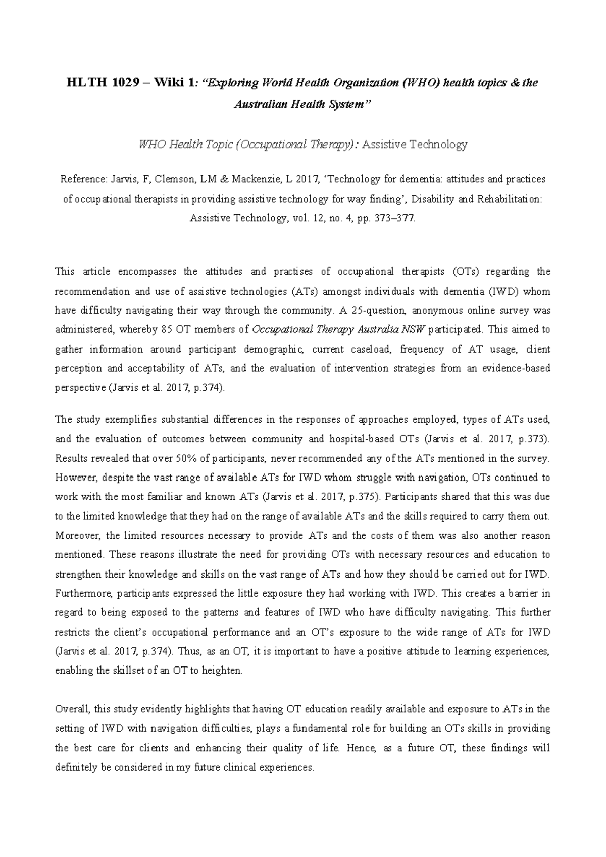 Wiki 1: “Exploring World Health Organization (WHO) health topics & the ...