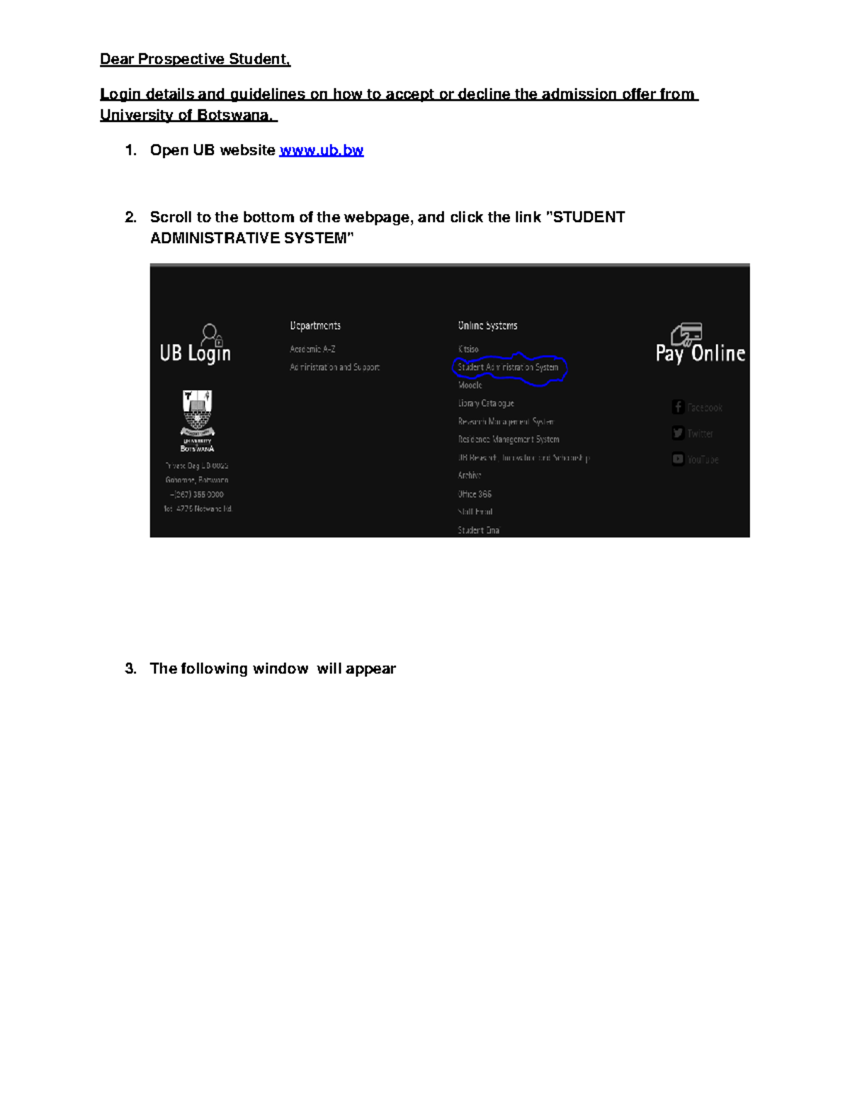 Accept Steps - Notes - Dear Prospective Student, Login details and ...