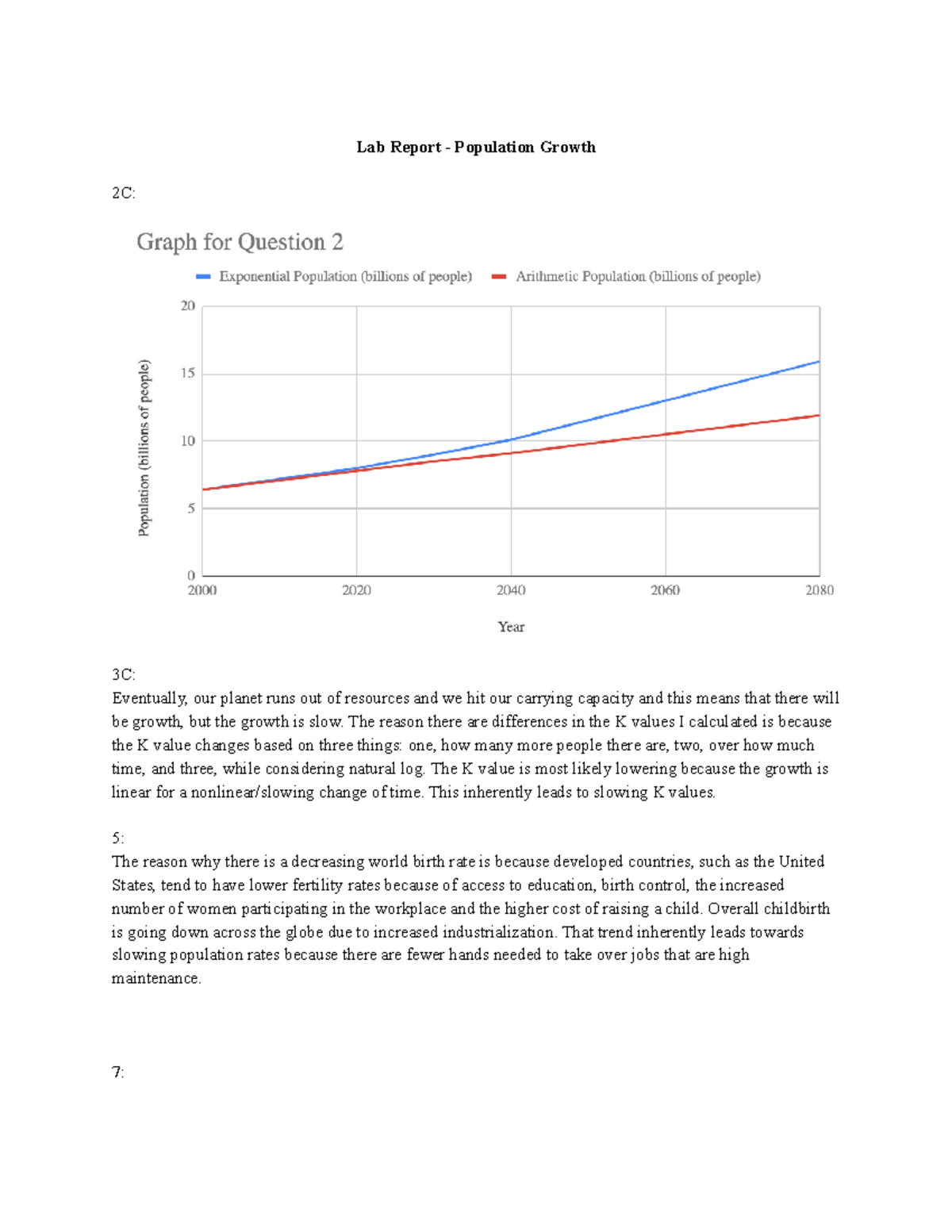 Population Growth Lab Report - Lab Report - Population Growth 2C: 3C ...