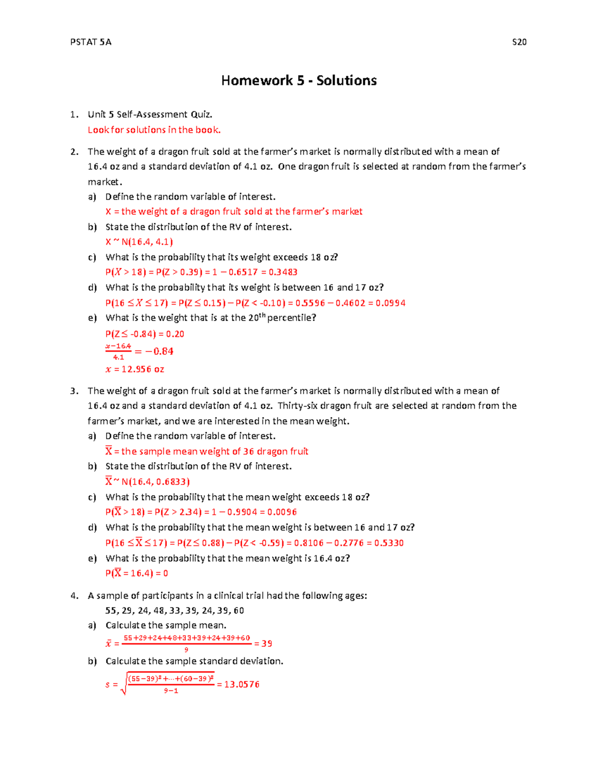 HW5 - Solutions - Dr. Julie Swenson - Warning: TT: undefined function: 32 Warning: TT: undefined ...