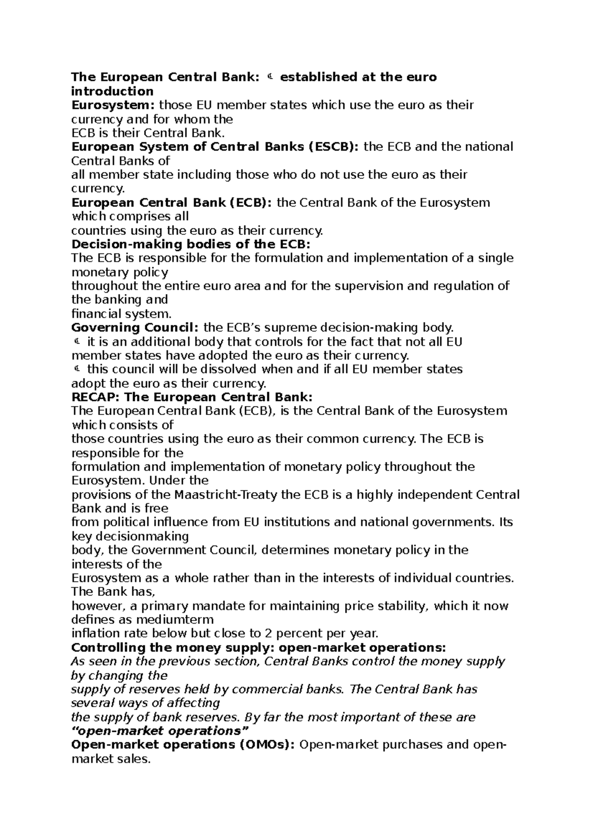 The European Central Bank - European System of Central Banks (ESCB ...