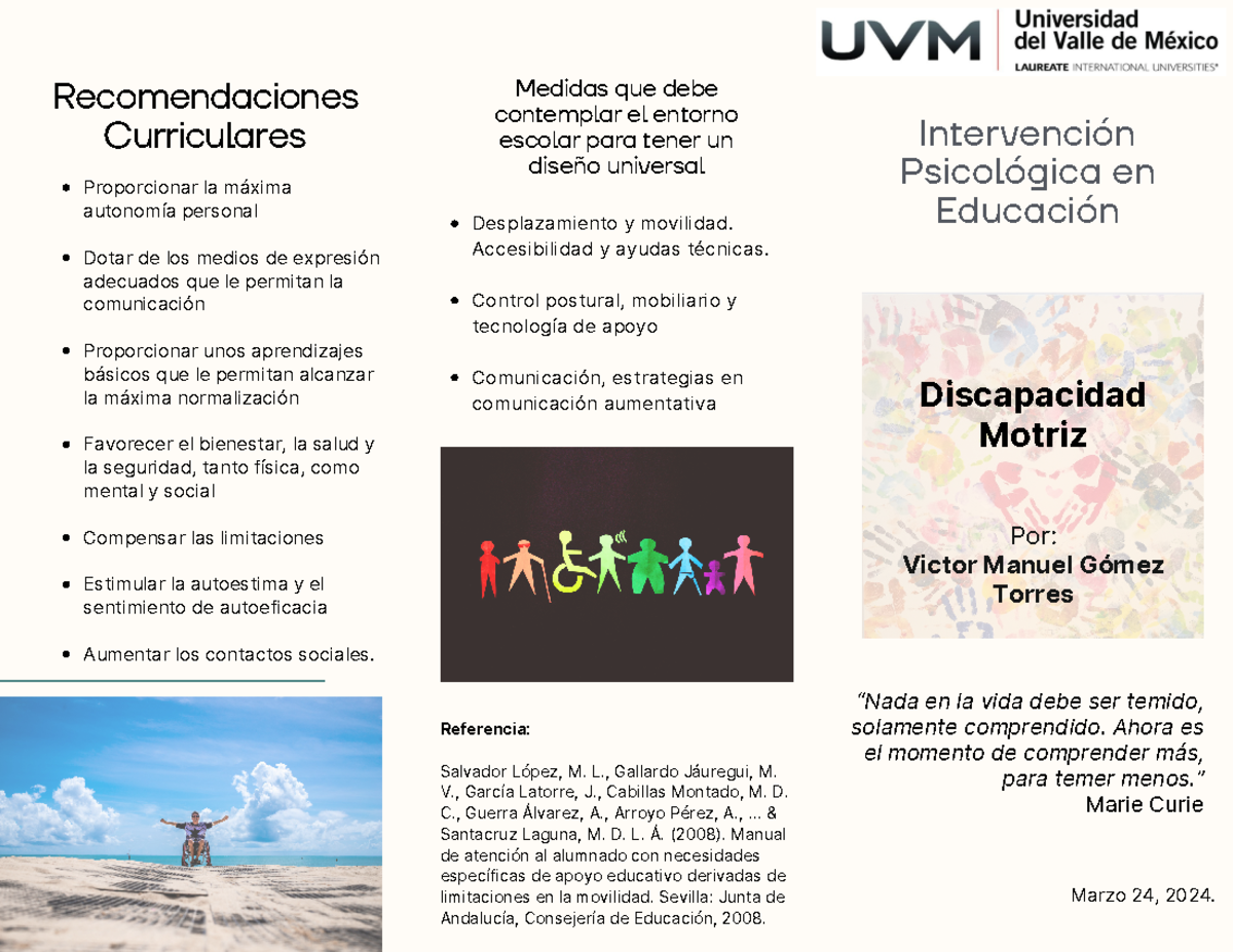 A2 VMGT Triptico Discapacidad Motriz - Proporcionar la máxima autonomía ...