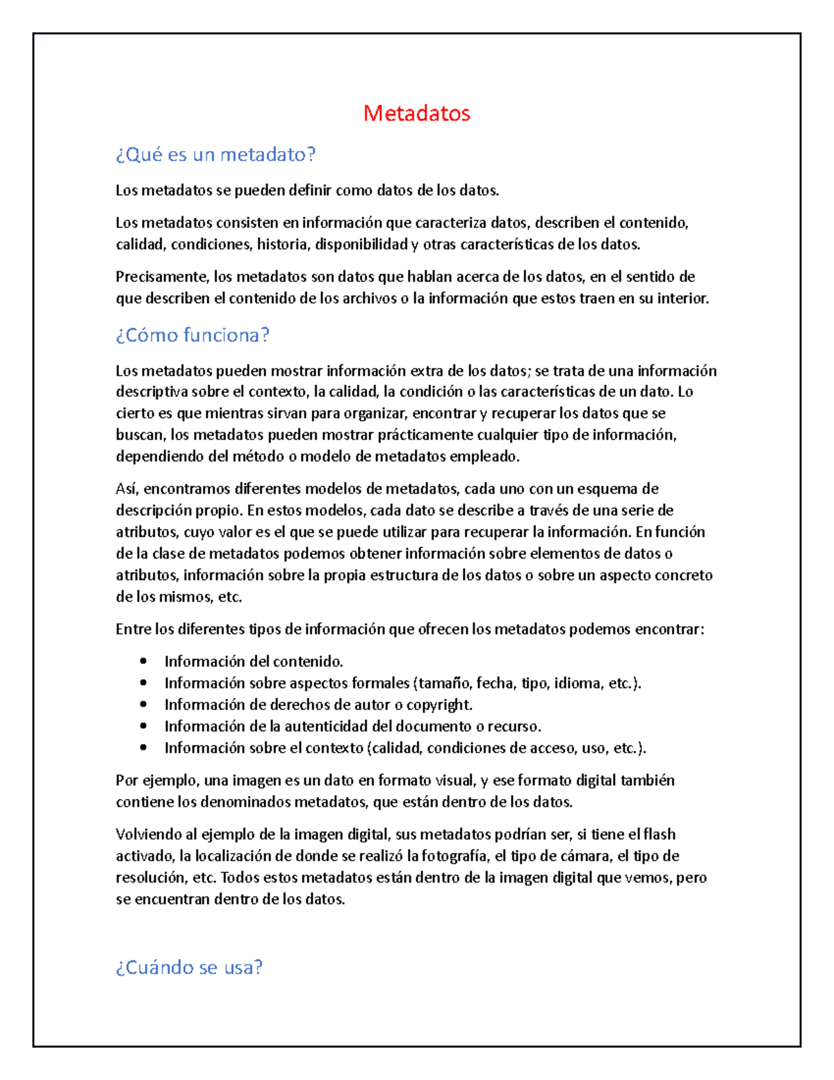 Metadatos - Metadatos ¿Qué es un metadato? Los metadatos se pueden ...