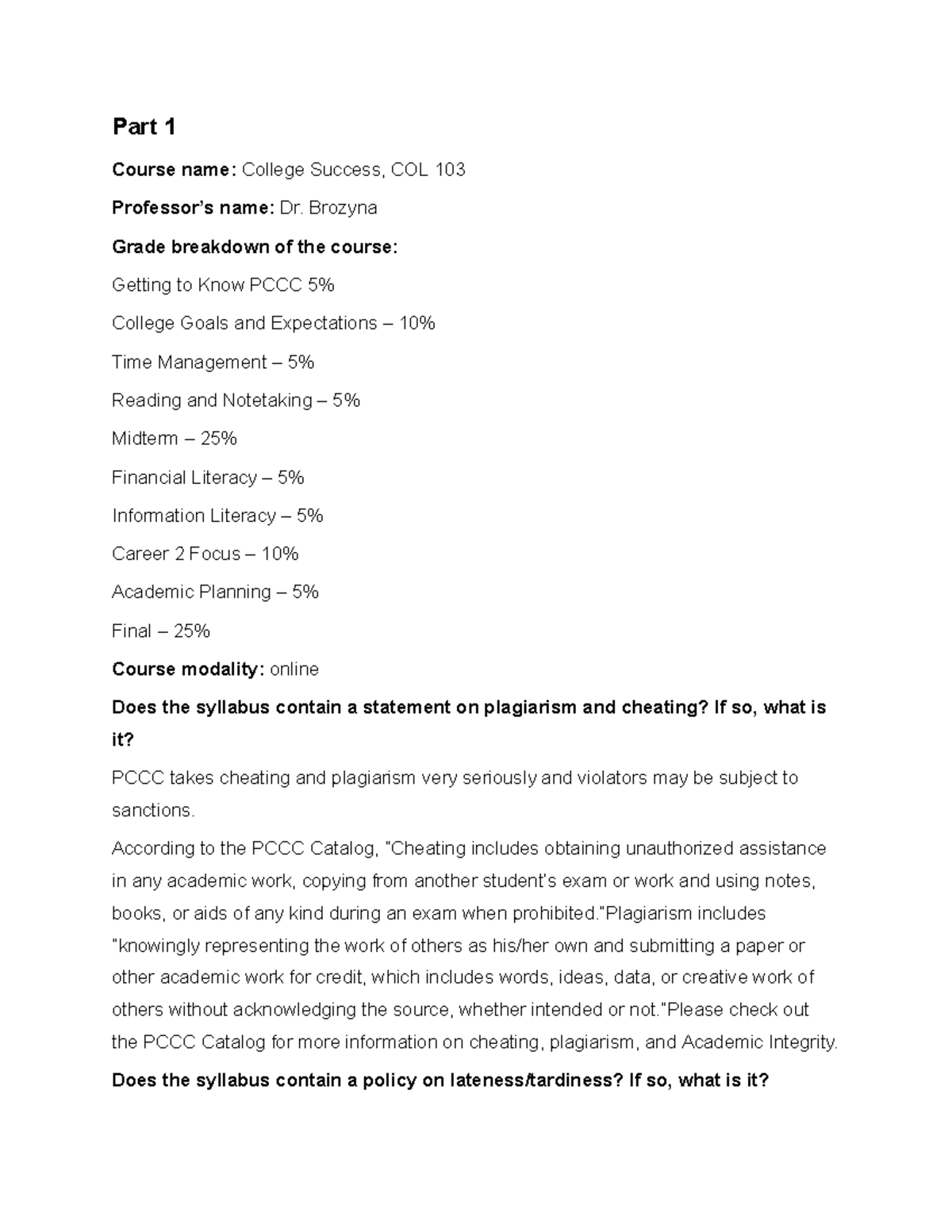 Untitled document - its an assignment - Part 1 Course name: College ...