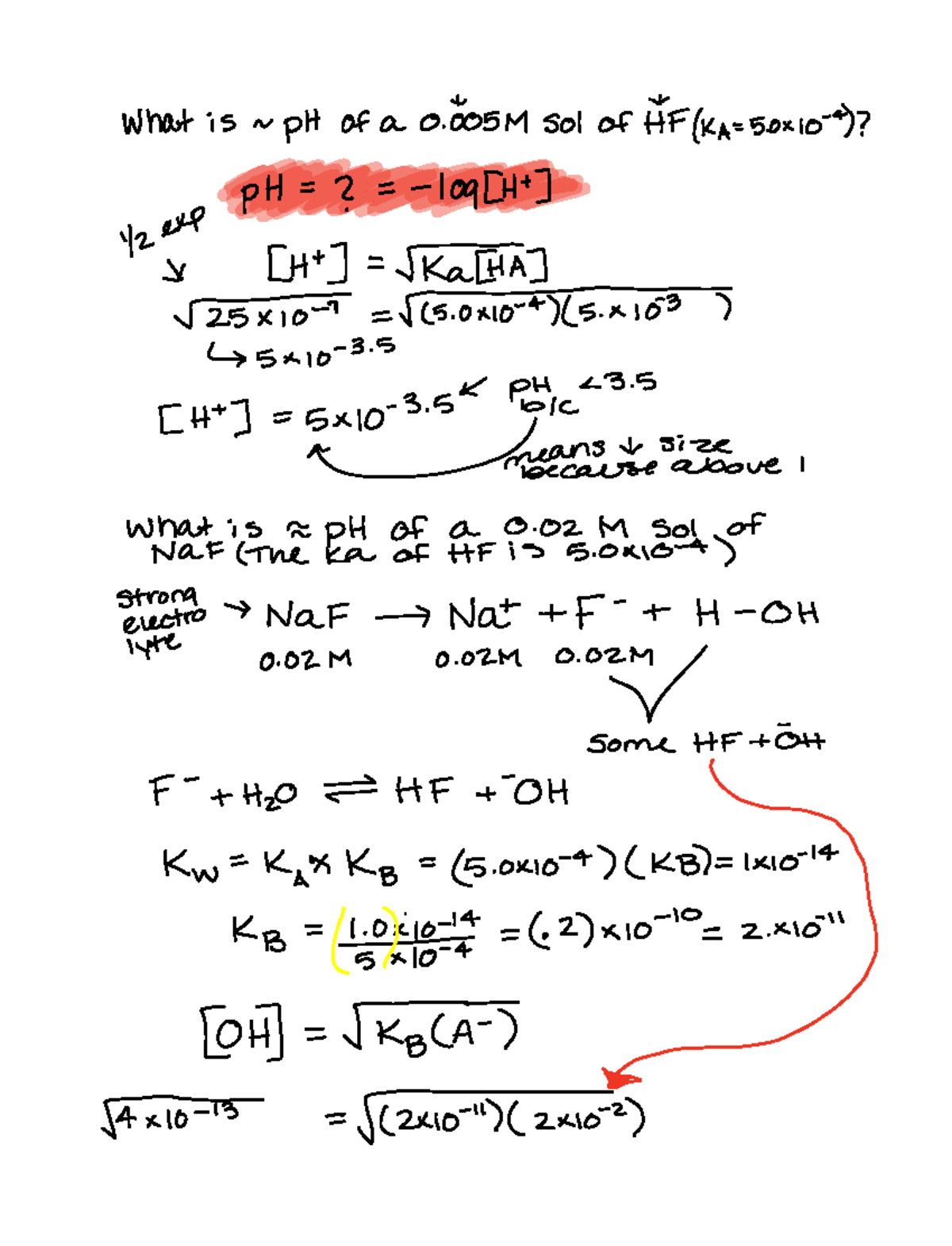 Chem p1 - notes - What is n pit of a 0 Sol of HF Ka 5 10 pH 109 Ht ...