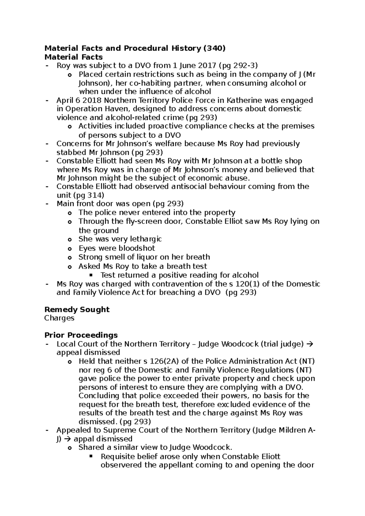 Brief - Material Facts and Procedural History (340) Material Facts Roy ...