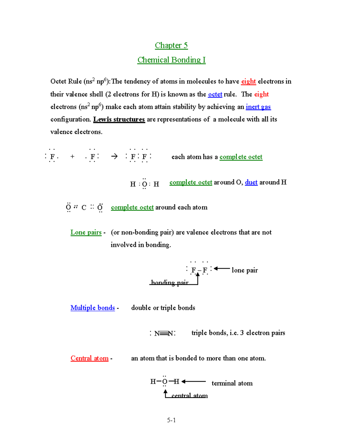 General Chemistry I - Chapter #5 Lecture Notes - Chapter 5 Chemical ...