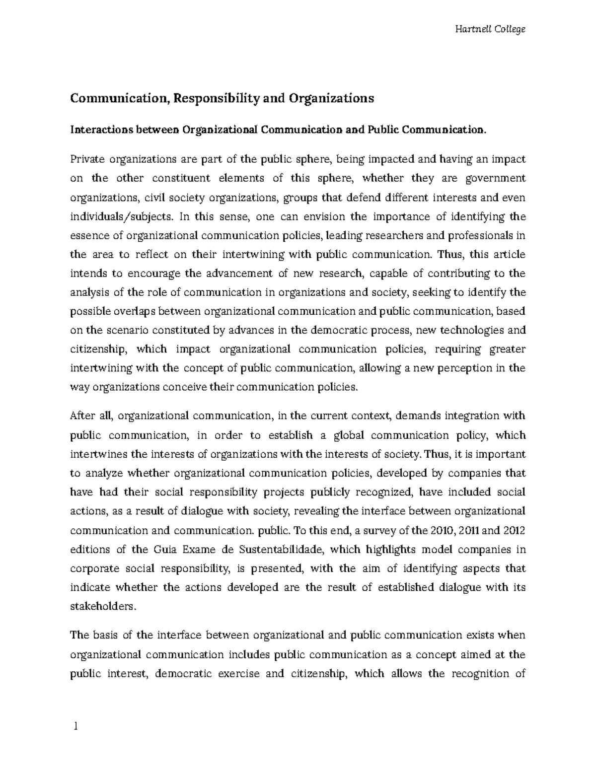 Communication, Responsibility and Organizations. - Communication ...