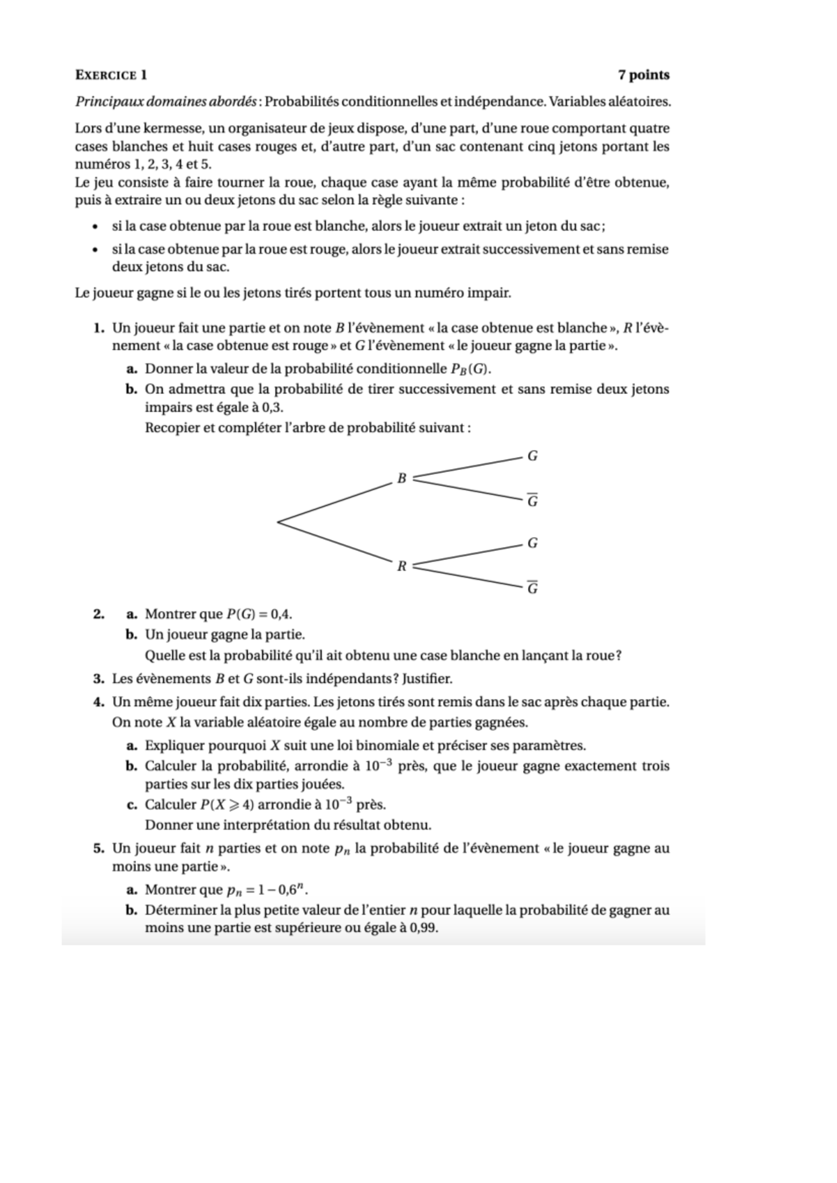 Terminale exercice probabilite´s - Mathématiques - Studocu
