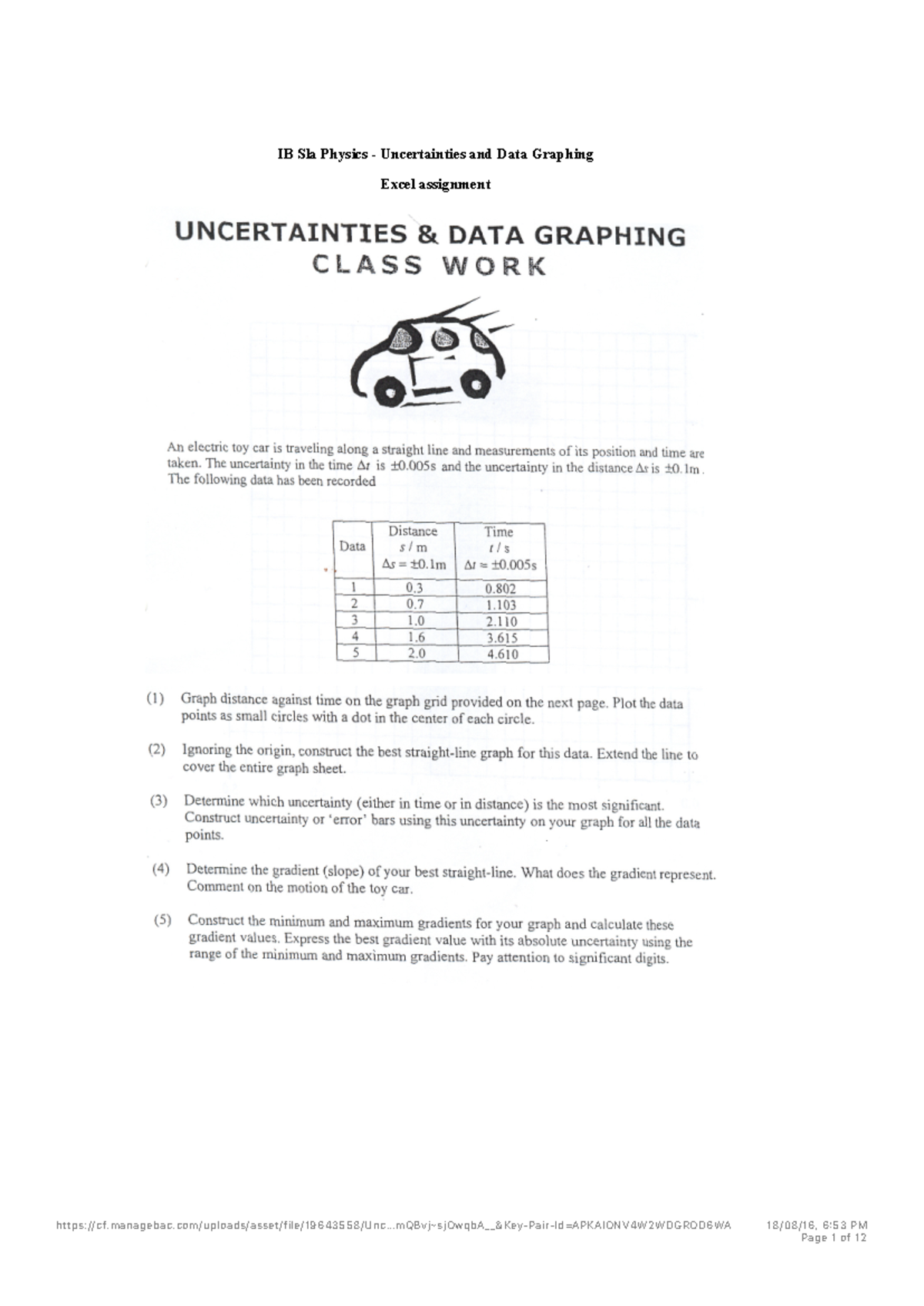 Uncertainties and Data Graphing - - Studocu