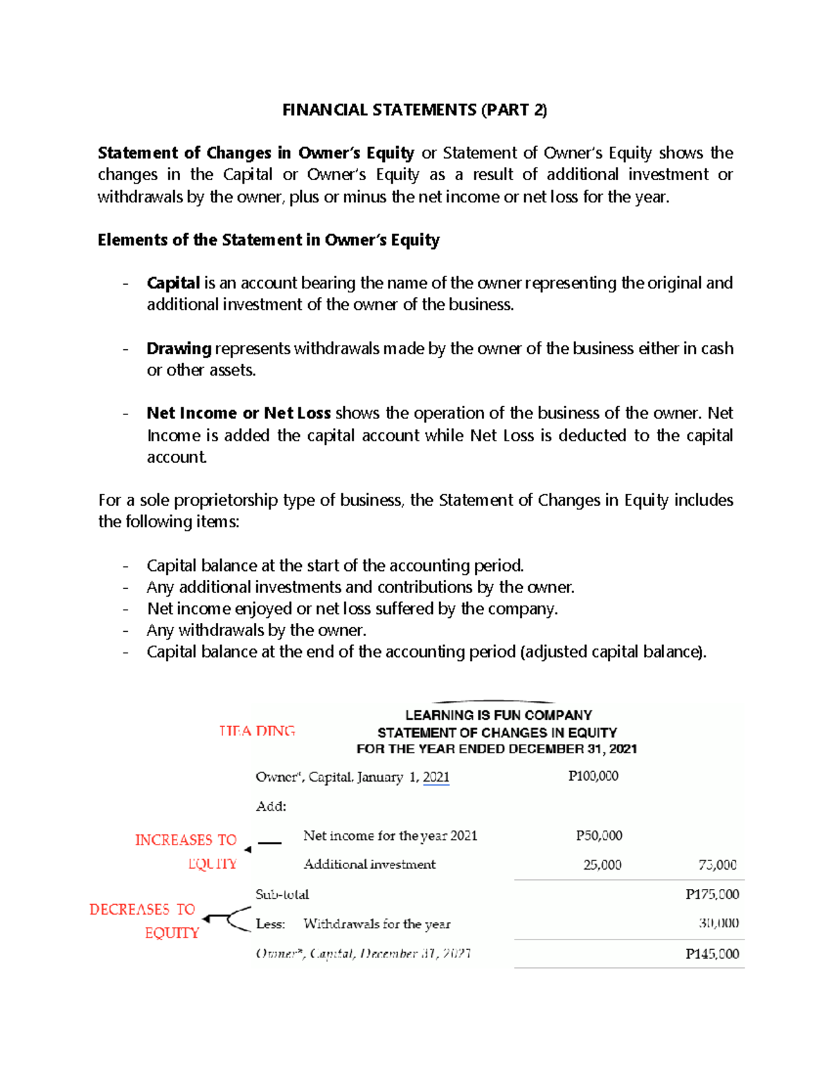 Financial Statements Part 2 - FINANCIAL STATEMENTS (PART 2) Statement ...