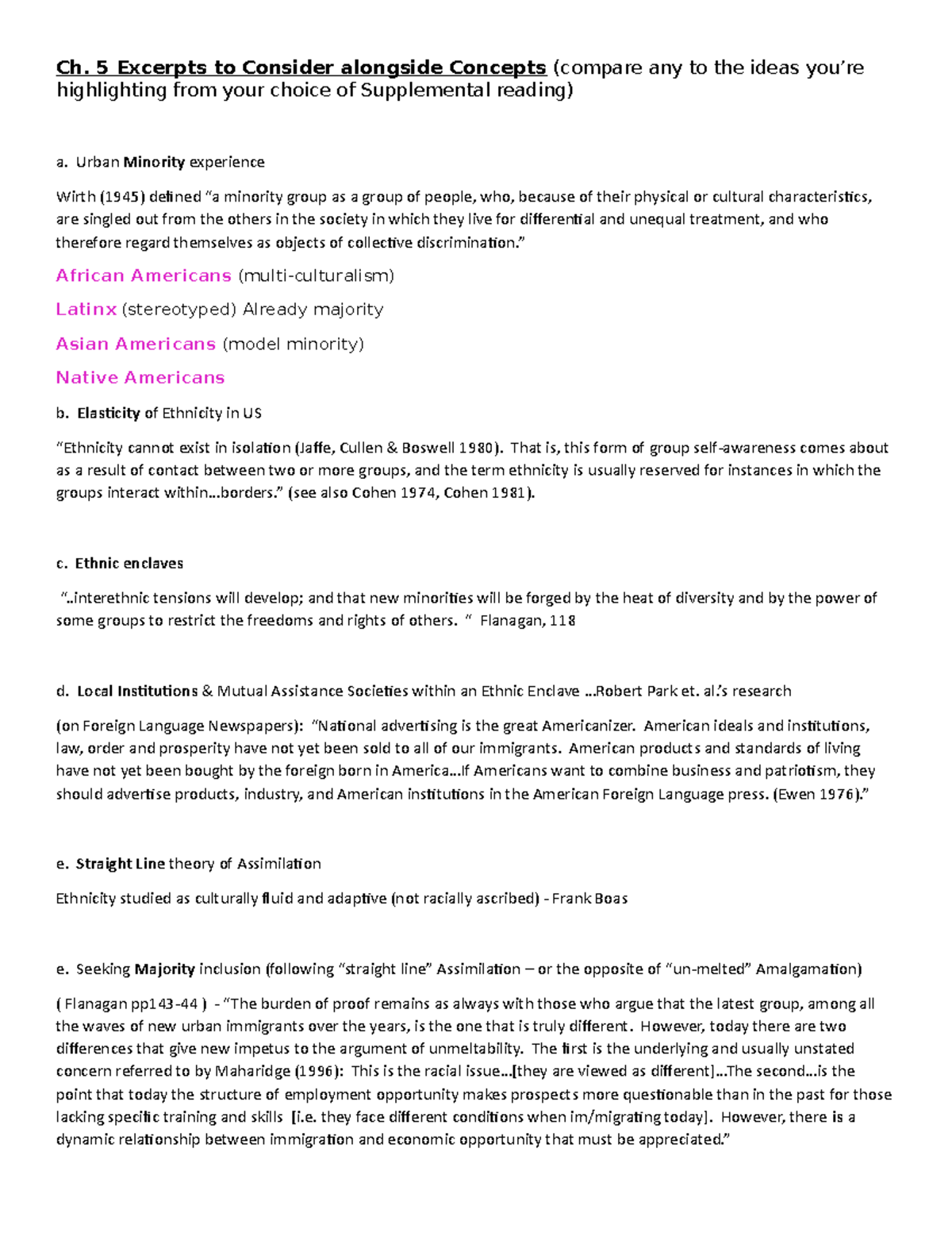 Ch 5 - Ethnicity & Minority status - Ch. 5 Excerpts to Consider ...