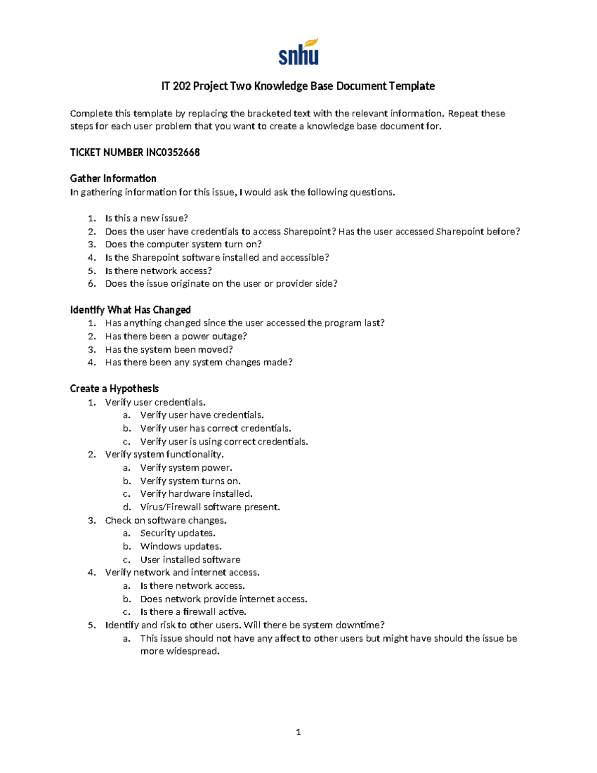 Bolinsky-IT 202 Project Two Knowledge Base Document - IT 202 Project Two Knowledge Base Document ...