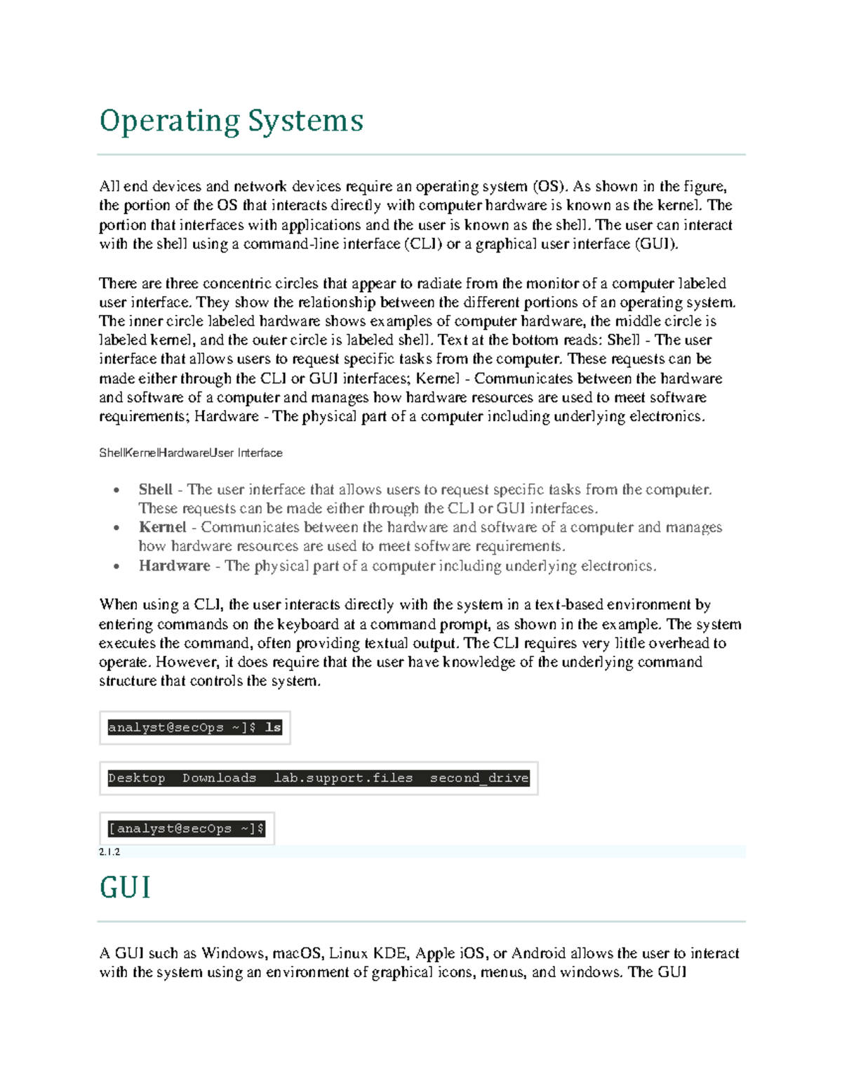 Basic switches and end switches 1 - Operating Systems All end devices ...