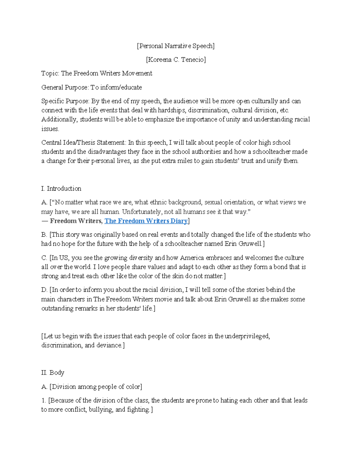 Personal+Narrative Fundamentalof Communication talon+this - [Personal ...