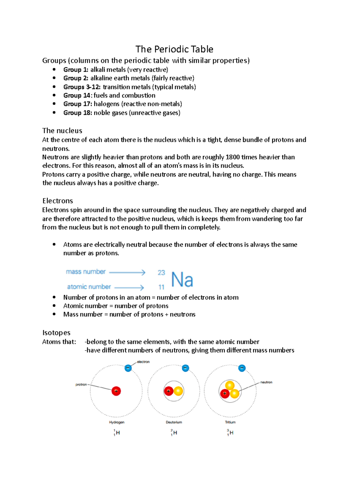 The Periodic Table - Lecture notes 2 - The Periodic Table Groups ...