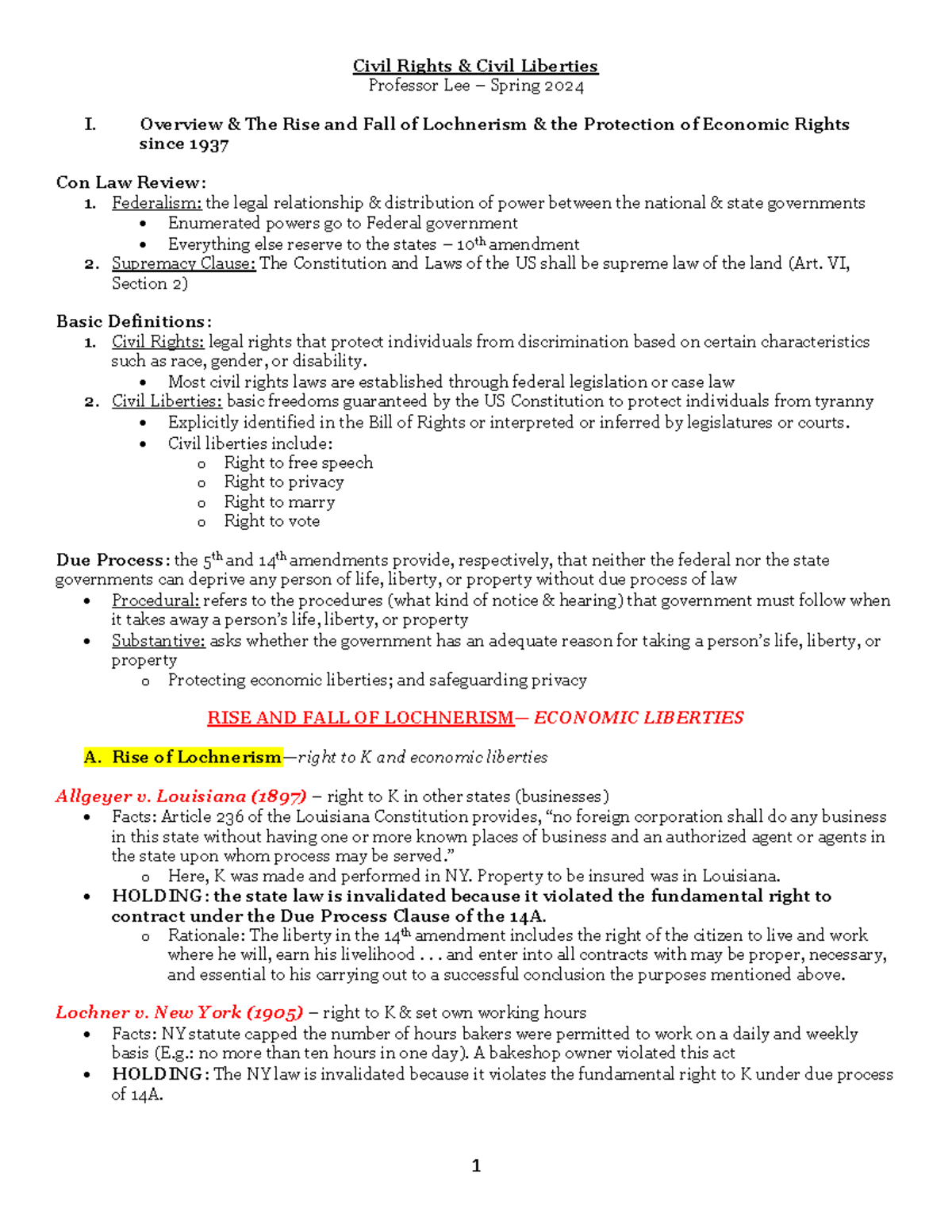 Civ Rights Outline VC pdf - Civil Rights & Civil Liberties Professor ...