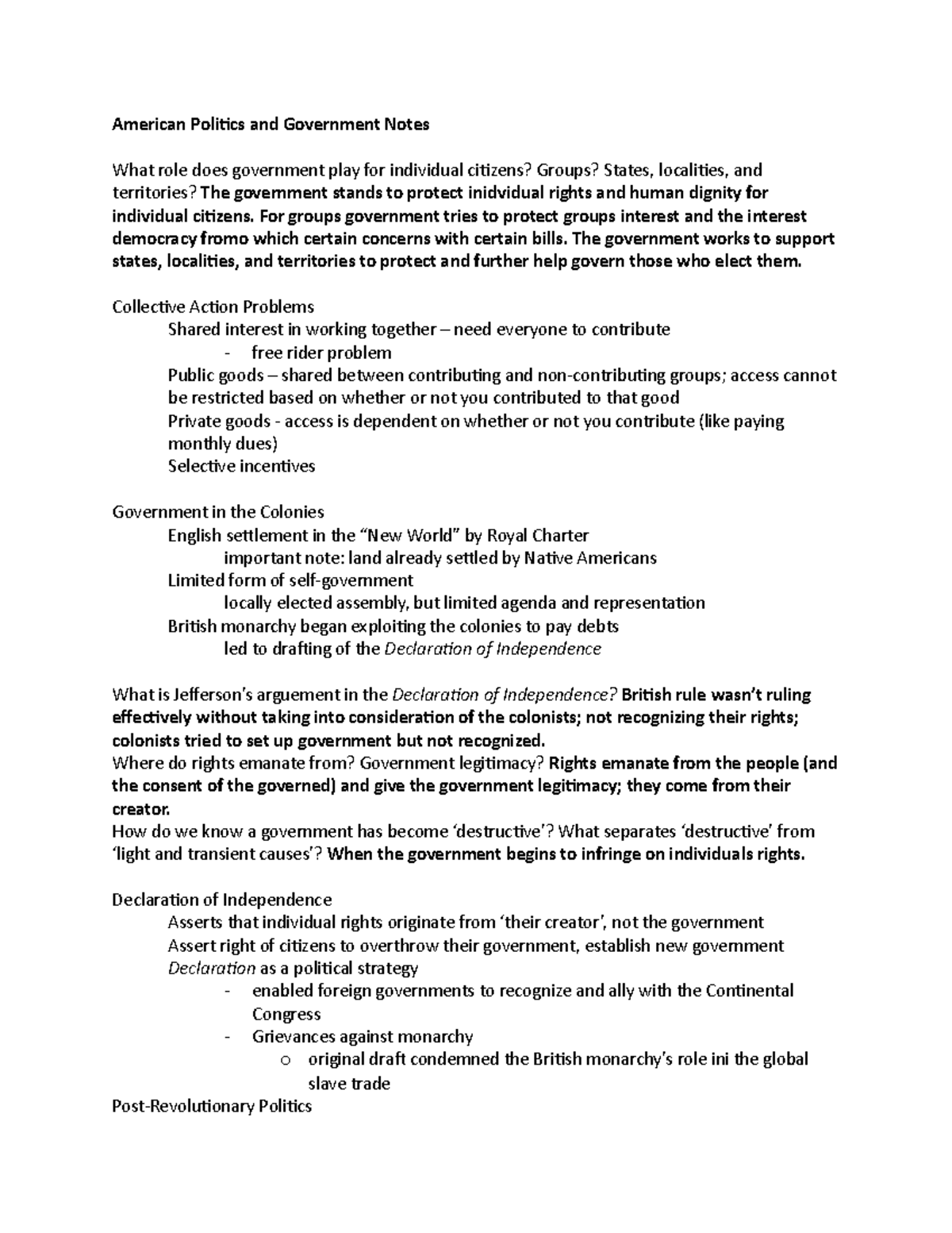 American Politics and Government Notes - For groups government tries to ...