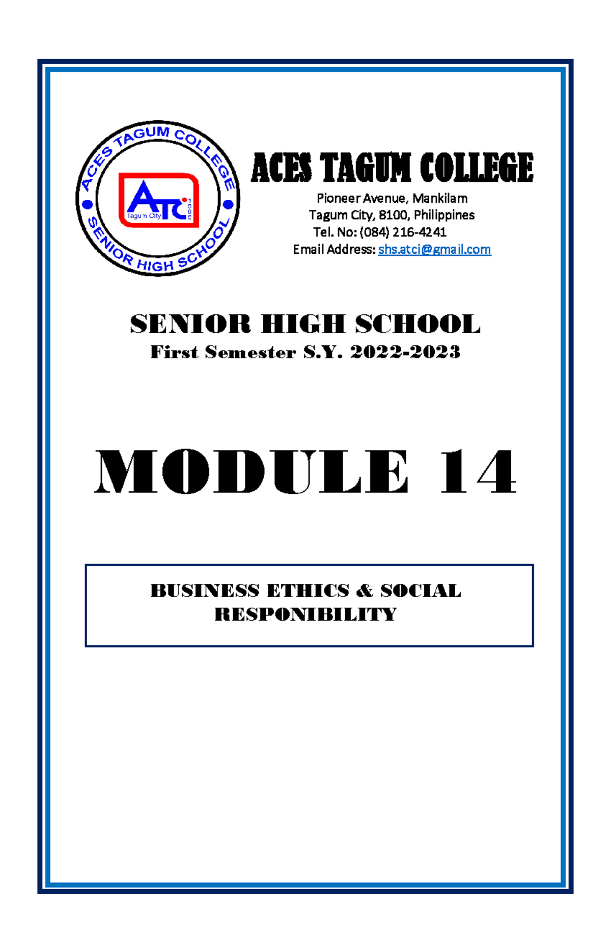 Business Ethics Social Responsibility 14 - SENIOR HIGH SCHOOL First ...