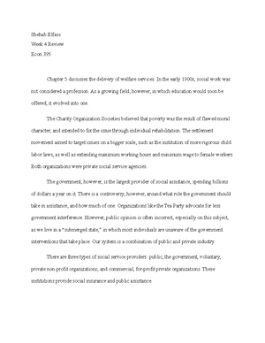 Social Welfare Week 2 - Grade: A - Shehab Elfass Week 2 Review Econ 395 ...