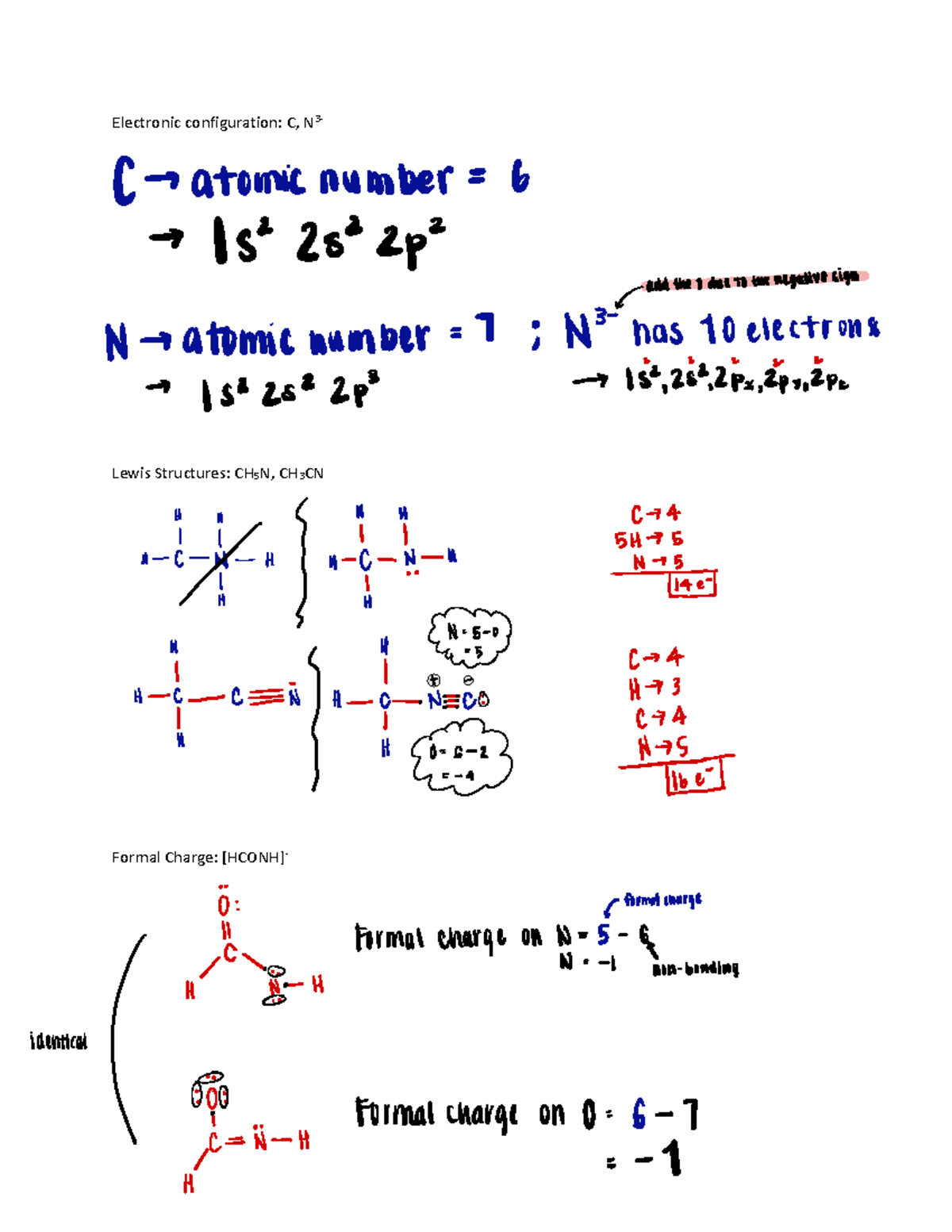 CHM 233 - Filled Notes - 082321 - Electronic configuration: C, N3 ...