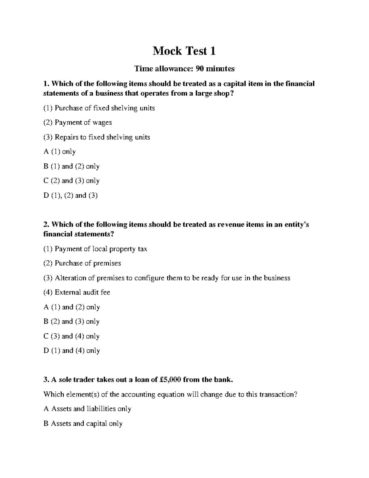 Accounting 2022 Mock Test 1 std - Mock Test 1 Time allowance: 90 ...