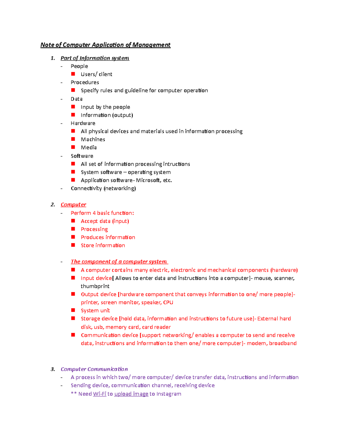 The component of a computer system - Note of Computer Applicaion of ...