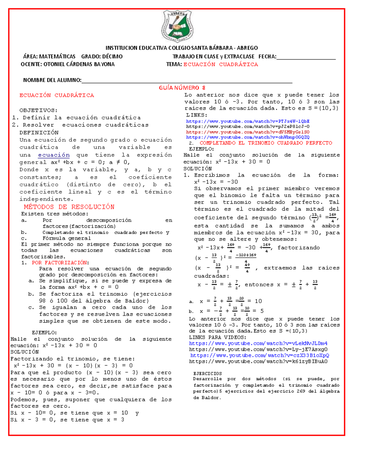 GUÍA Número 8 - sdsdfsdf - INSTITUCION EDUCATIVA COLEGIO SANTA BÁRBARA ...