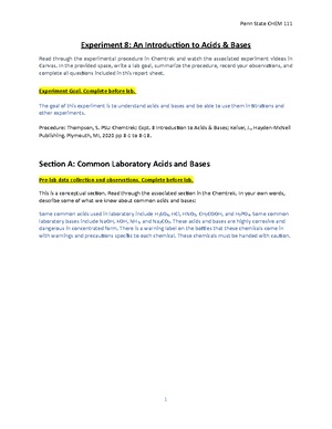 Chem Lab 8 Pt. 5 - Example formal lab report 8 part 5 - (4) The sample ...
