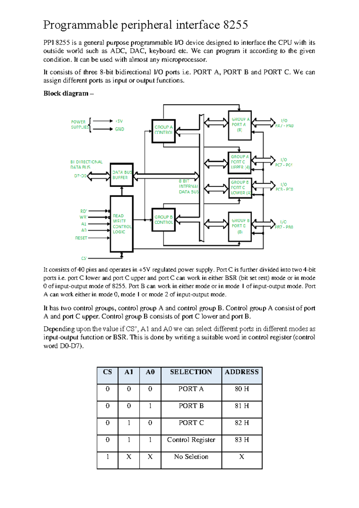 Programmable peripheral interface 8255 - We can program it according to ...