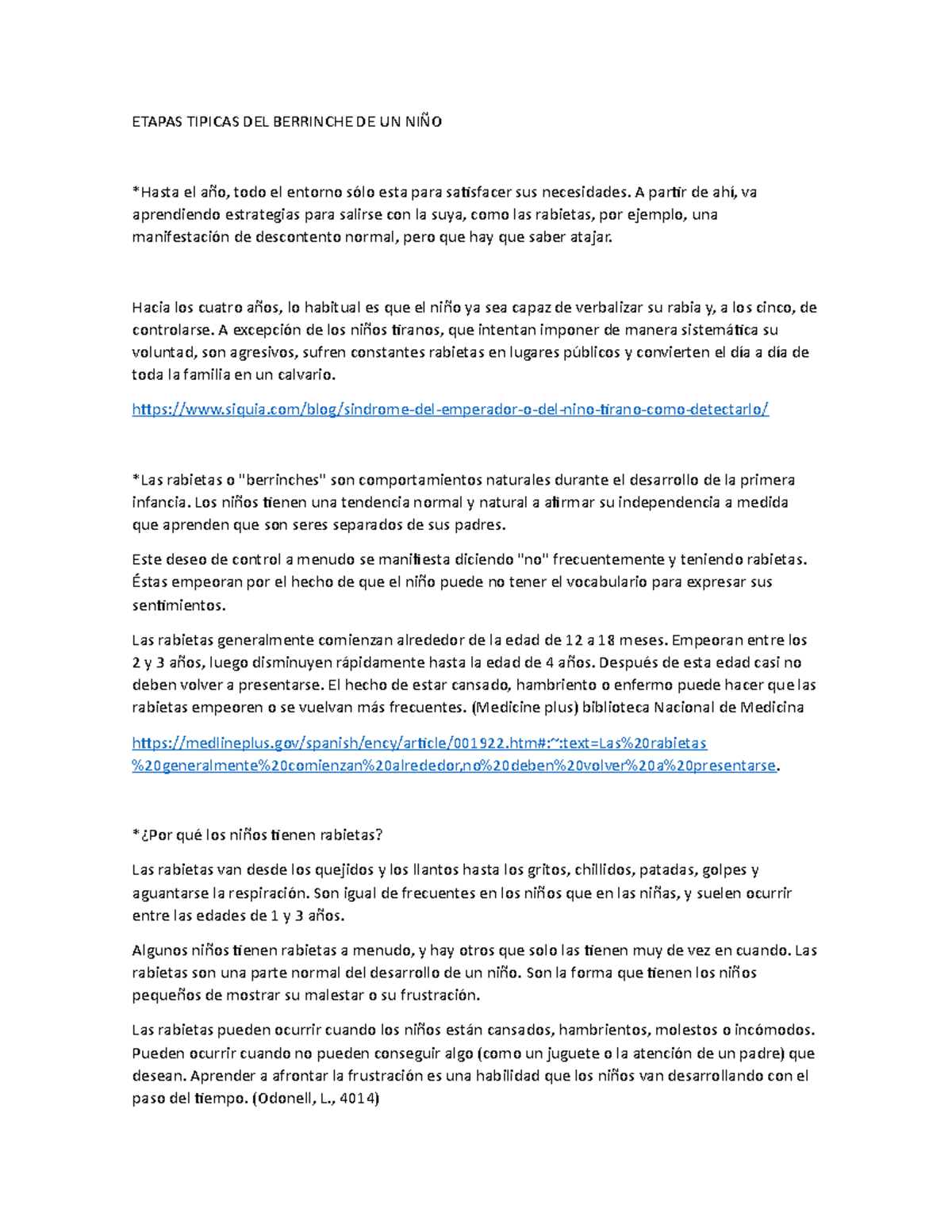 Etapas Tipicas DEL Berrinche DE UN NIÑO - ETAPAS TIPICAS DEL BERRINCHE ...
