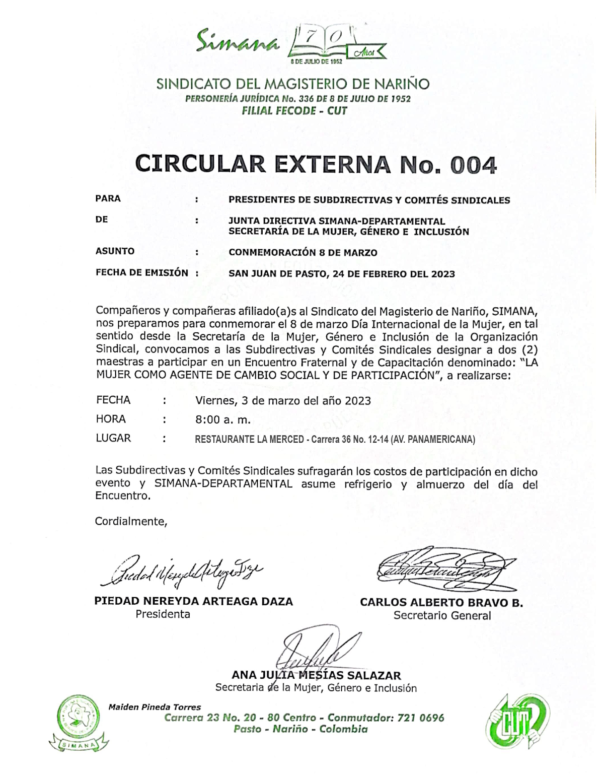 Circular 004 - Orientación educativa - Studocu