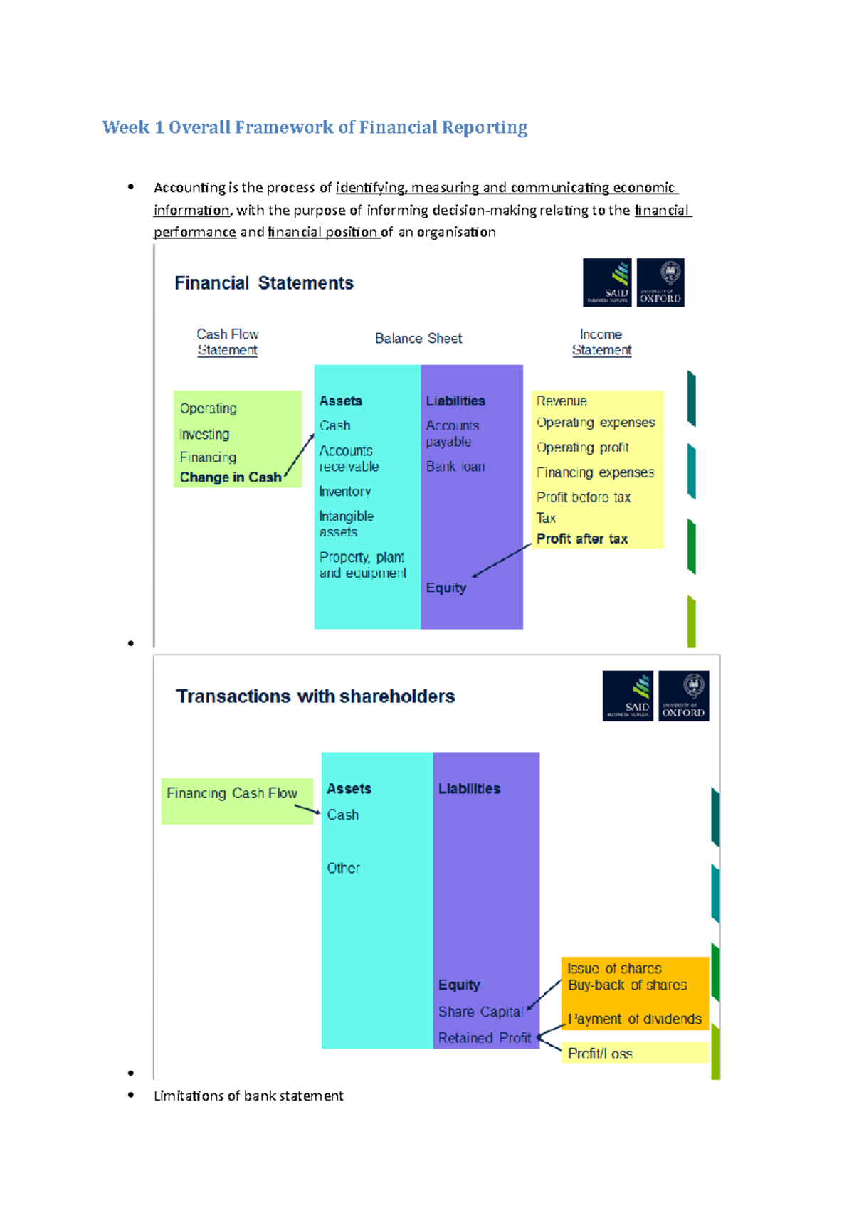 Accounting lectures - Lecture notes 8 - Week 1 Overall Framework of ...