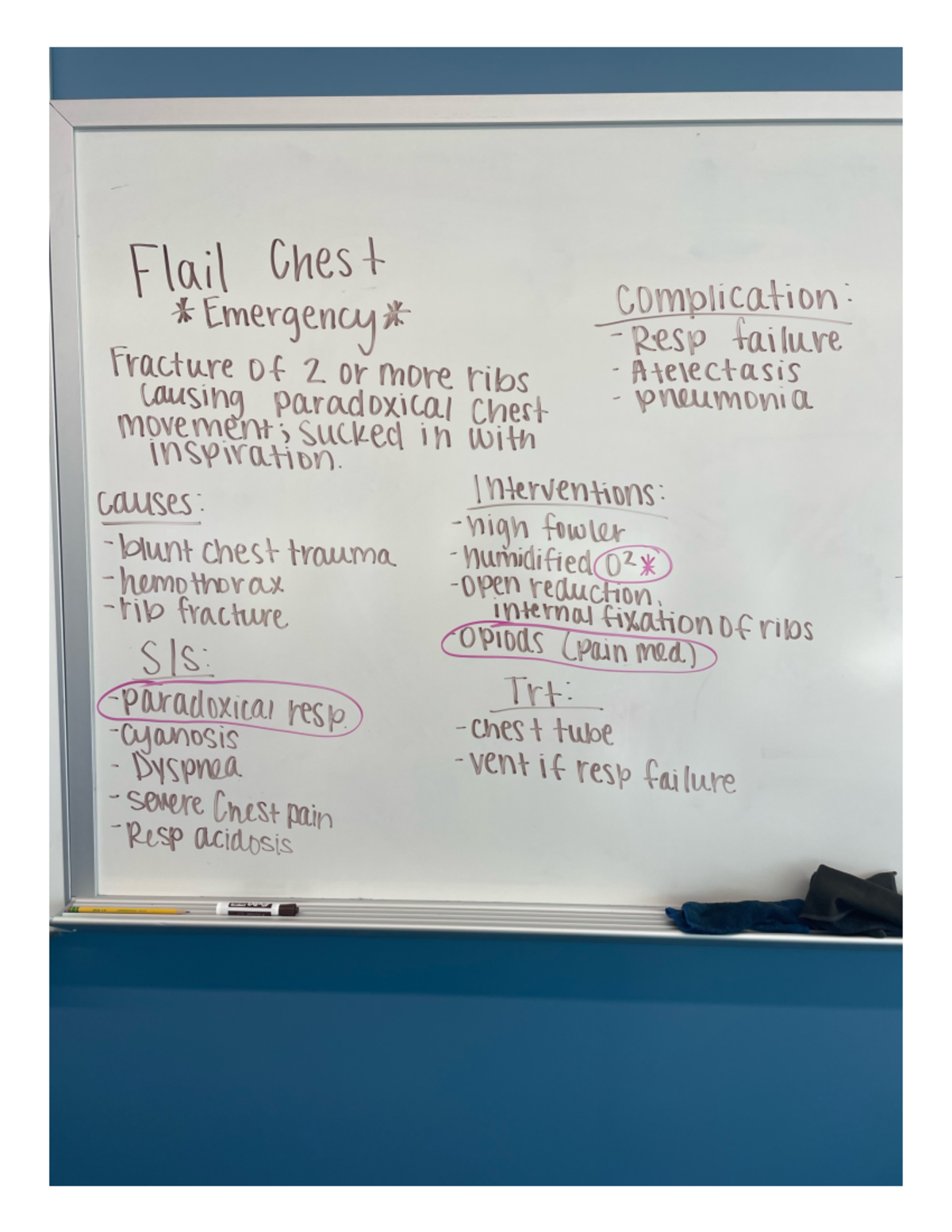 Class notes - Flail Chest Emergency complication failure Fracture of 2 ...