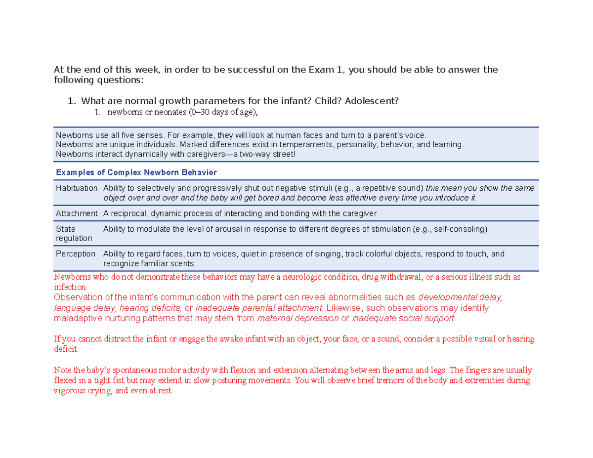 Week 2 Exam One - week 2 - At the end of this week, in order to be ...