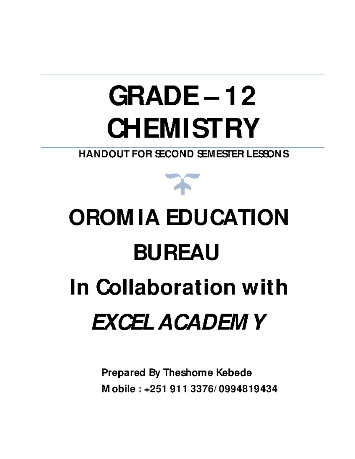 12 Chemistry - Chemo arif - GRADE – 12 CHEMISTRY HANDOUT FOR SECOND ...