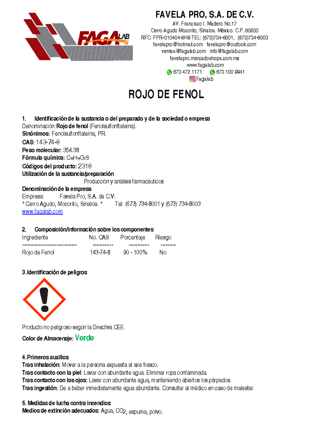 Rojo-de-fenol - rojo fenol - ROJO DE FENOL IdentificaciÛn de la ...